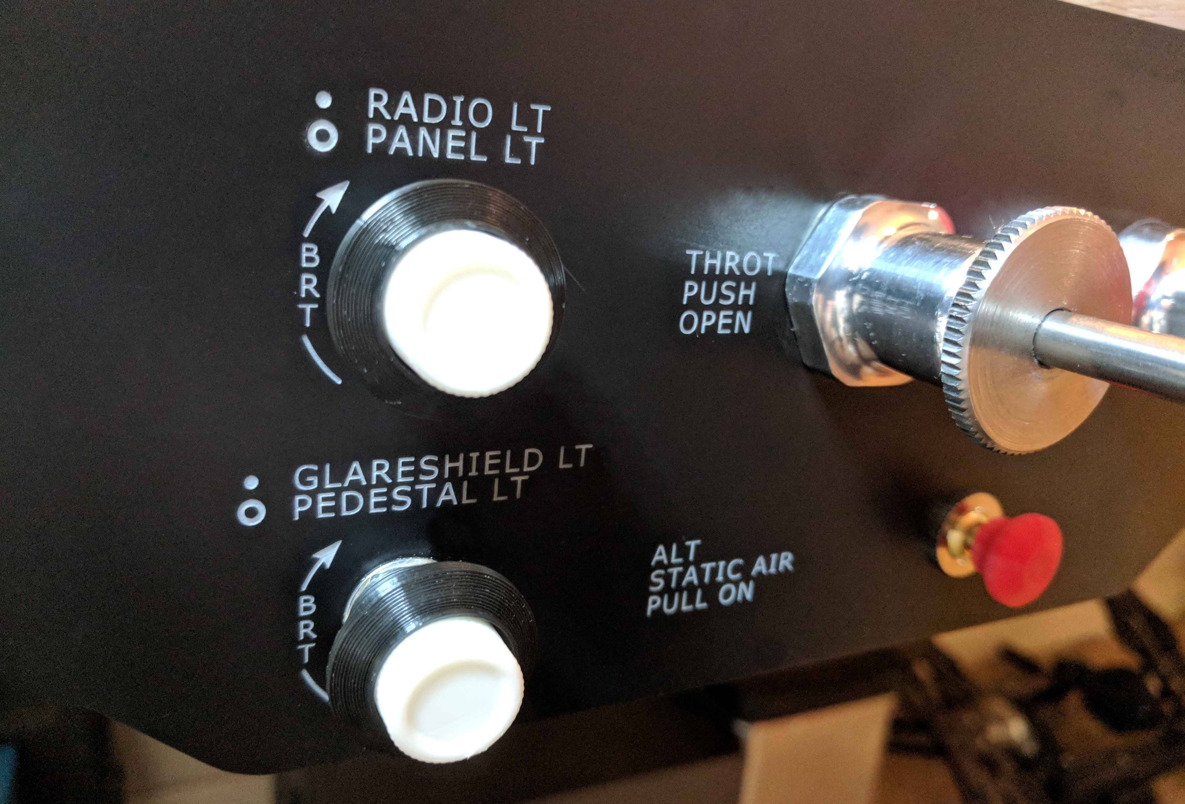 Throttle/Mixture Panel - Cessna 172 Flight Simulator Panel